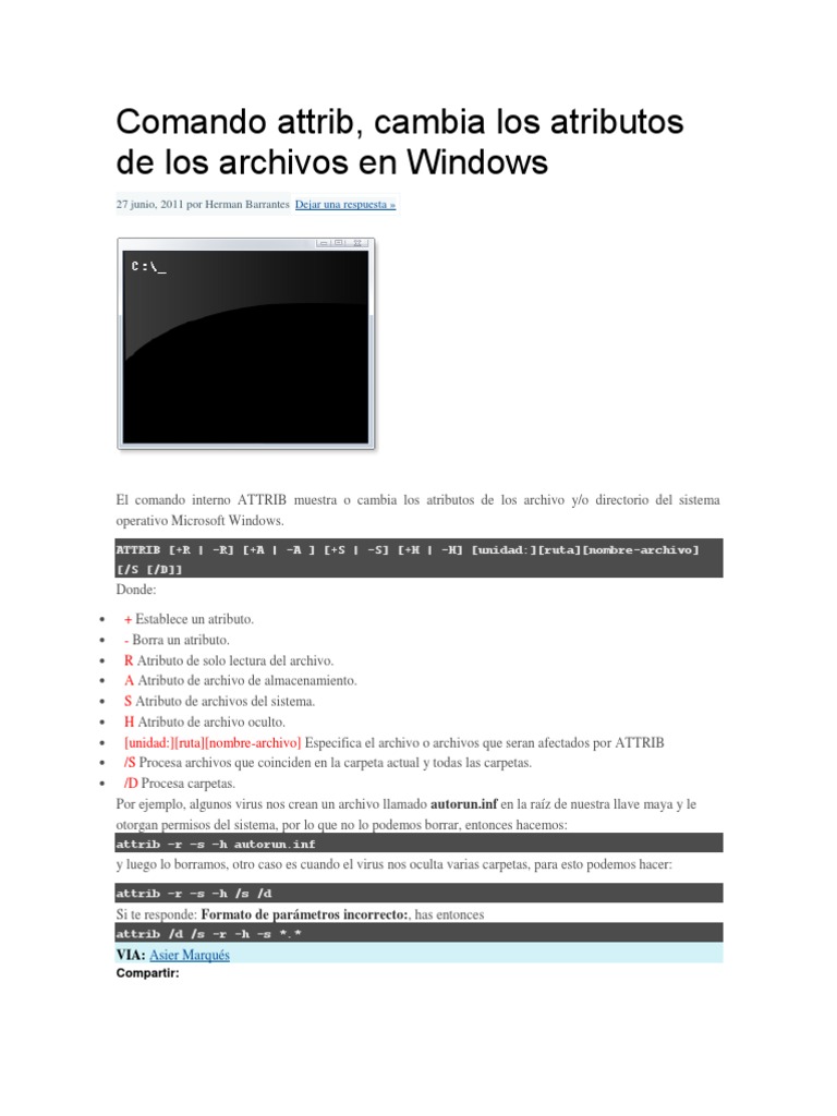 Comando Attrib | PDF | Internet | Archivo de computadora