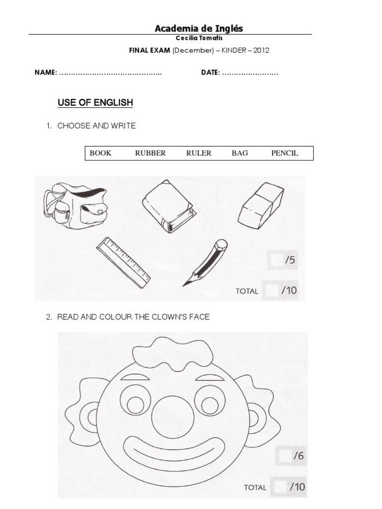 Kinder Exam | PDF