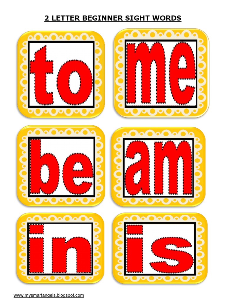 Kindergarten - 2 Letter Beginner Sight Words | PDF