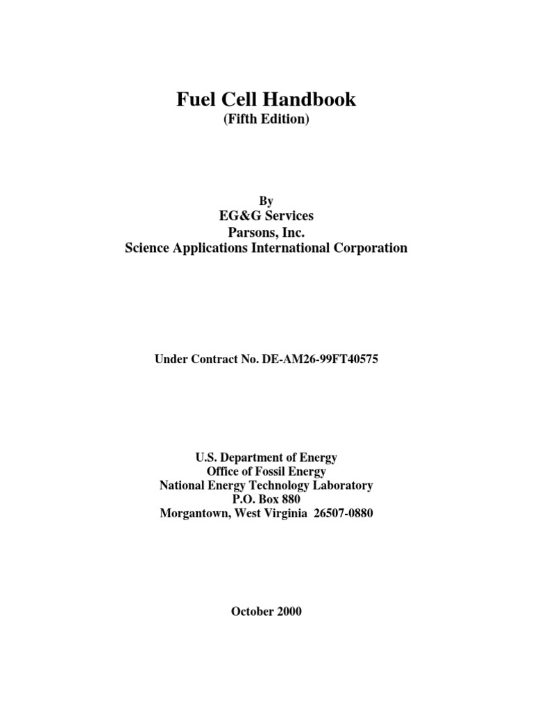 Ebook - Free ENERGY - FUEL CELL - Handbook - (Hydrogen Power Electricity | PDF | Fuel Cell ...