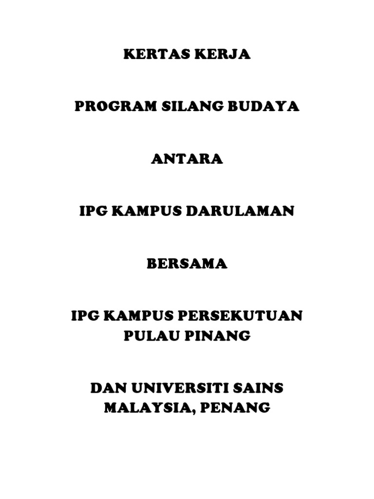 Kertas Kerja Program Silang Budaya | PDF
