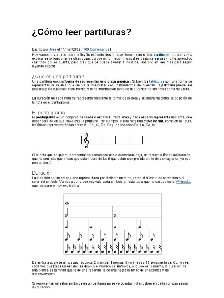 Cómo Leer Partituras | PDF | Guitarras | Tempo
