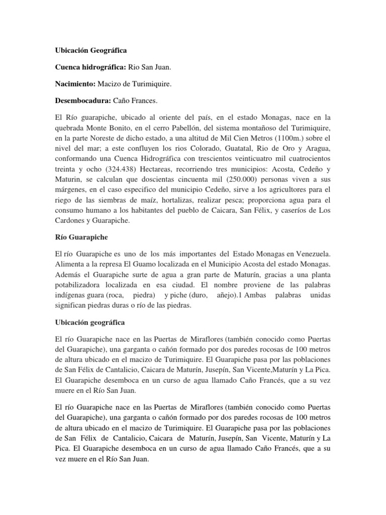Río Guarapiche: Ubicación y Características | PDF | Geomorfología ...