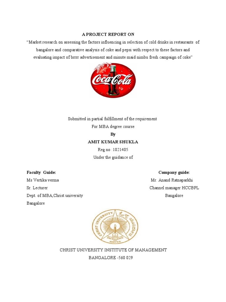 Coca Cola Market Research Report | PDF | Student's T Test | Statistical ...
