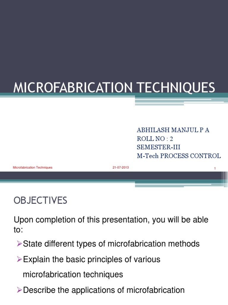Microfabrication Techniques | PDF | Photolithography | Microtechnology