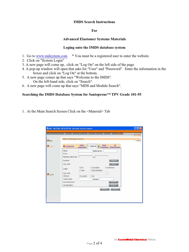 IMDS Material Search Letter1 | PDF