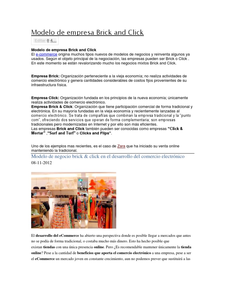 Modelo de Empresa Brick and Click | PDF | Gestión de la relación con el ...