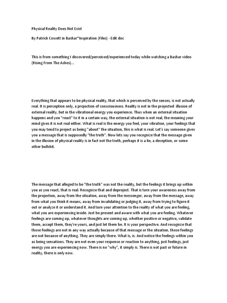 Understanding Physical Reality as Illusion | PDF | Feeling | Reality