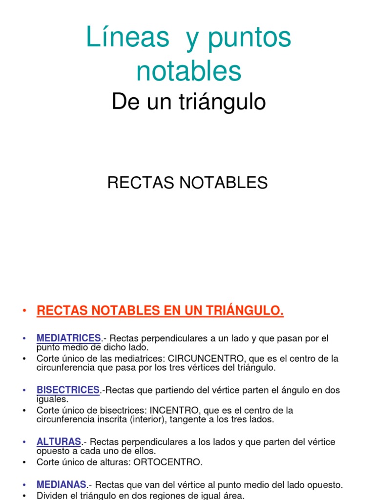 Hoja De Trabajo Del Circuncentro LÍNEAS NOTABLES EJERCICIOS RESUELTOS
