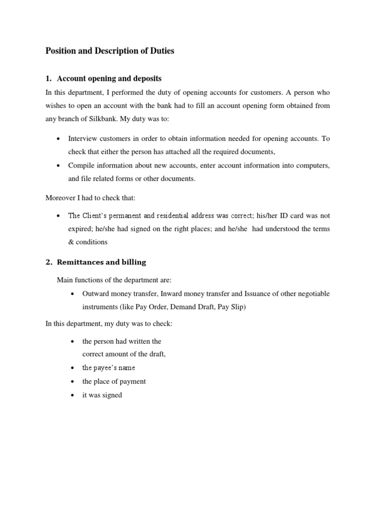 Position and Description of Duties | PDF
