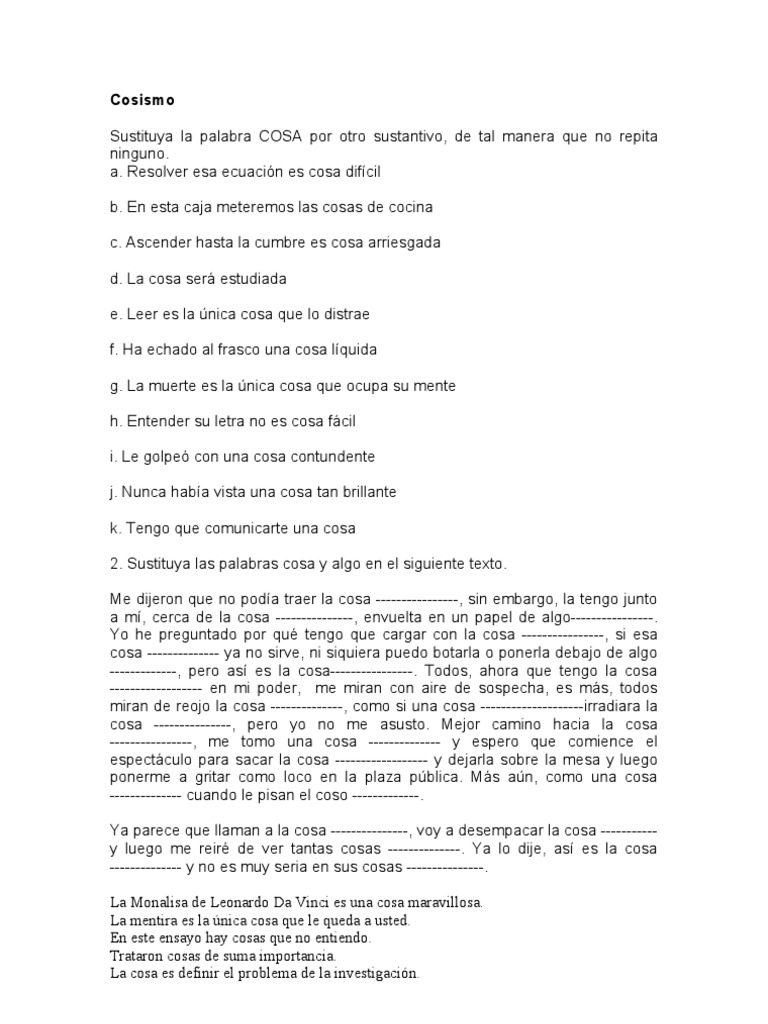 Cosismo Muchos Ejercicios | PDF