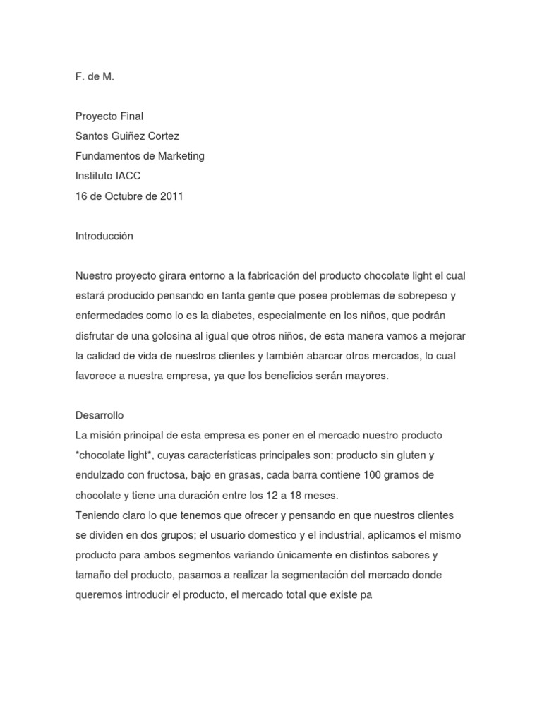 Proyecto Final Marketing | PDF | Producto (Negocio) | Los consumidores