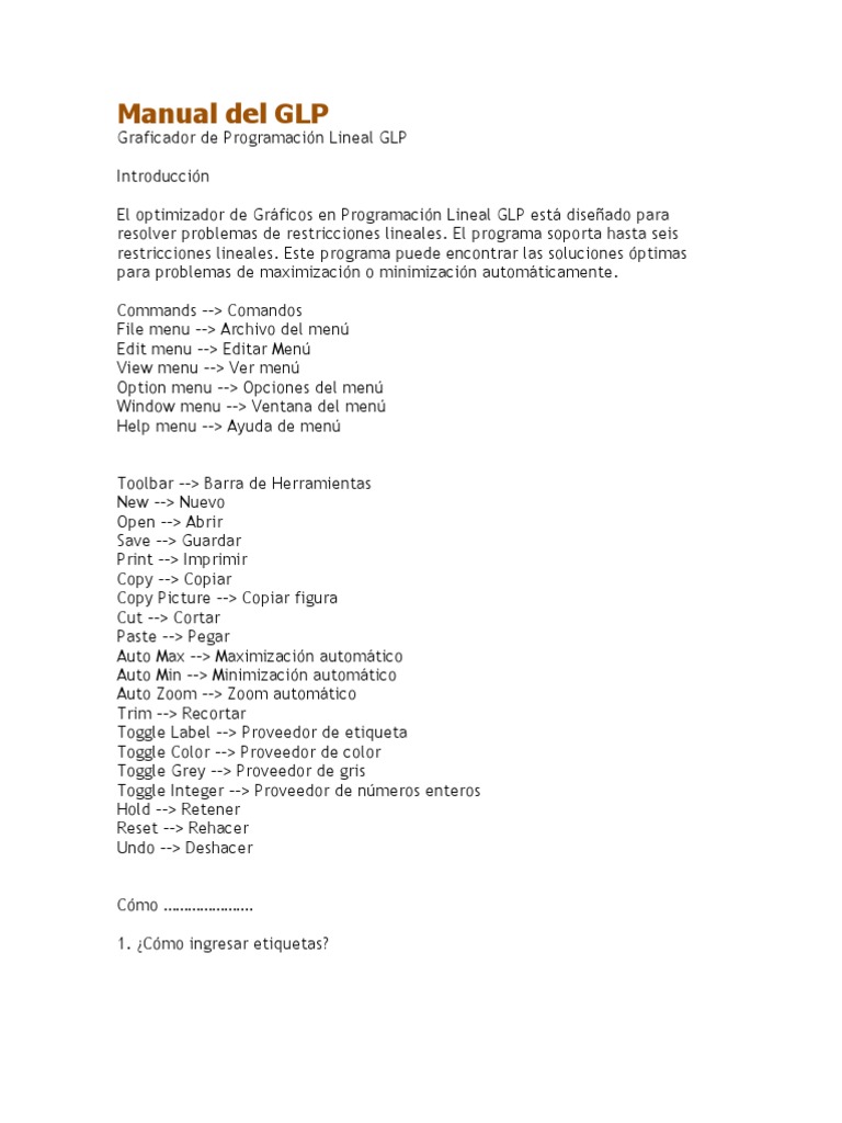 Manual Del GLP | PDF | Programación lineal | Point and Click
