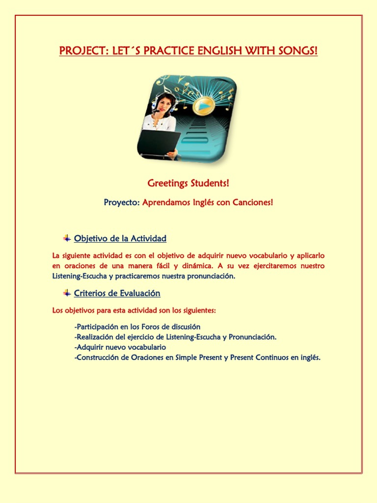 Actividad Let S Practice English With Songs! | PDF | Canciones ...