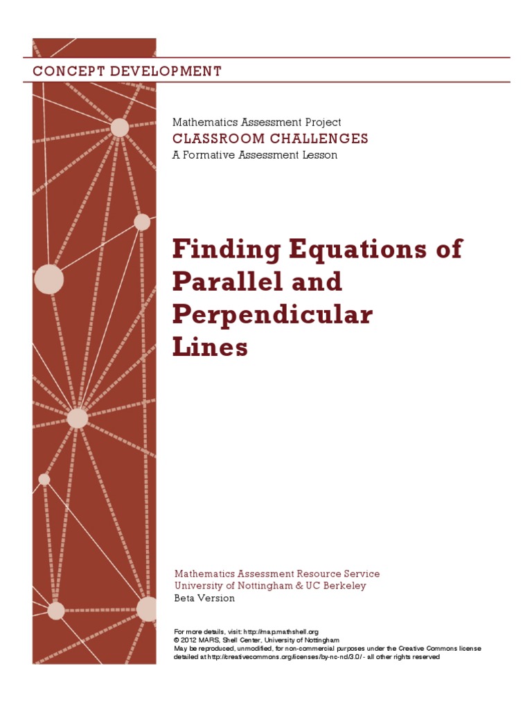 Parallel and Perpendicular Equations Task | PDF | Line (Geometry ...