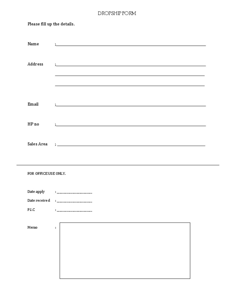 Dropship Application Form | PDF