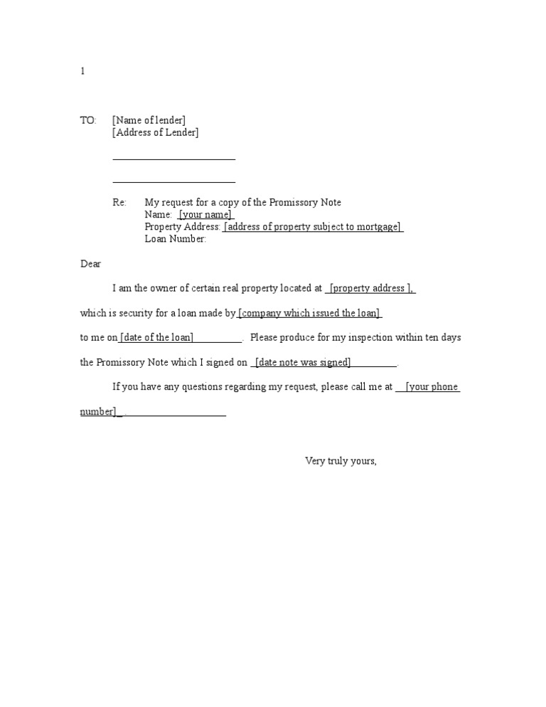 Letter To Lender Template | PDF