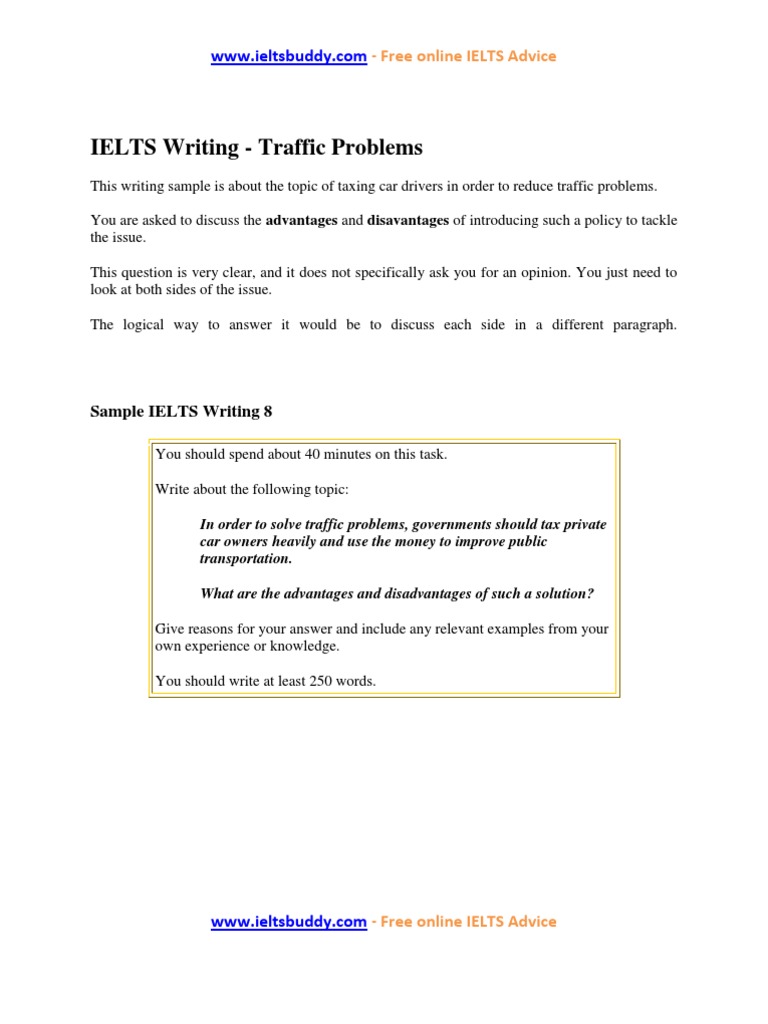 Task 2 Sample Essay Traffic Problems | PDF | Public Transport | Traffic