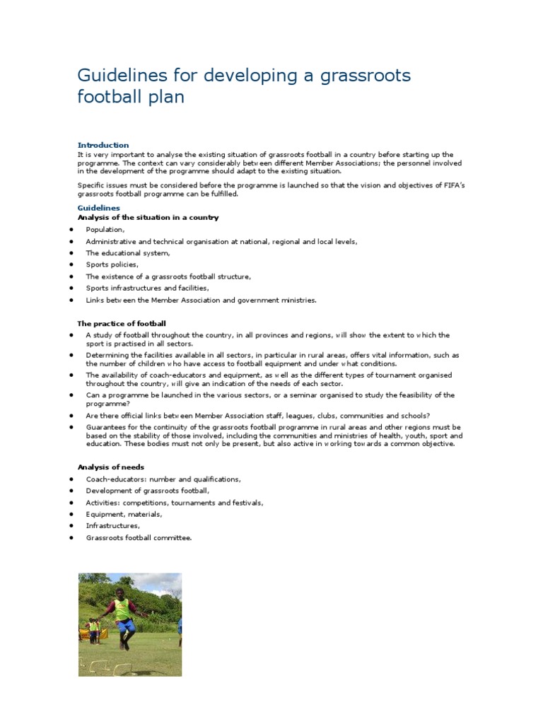 Guidelines For Developing A Grassroots Football Plan | PDF ...