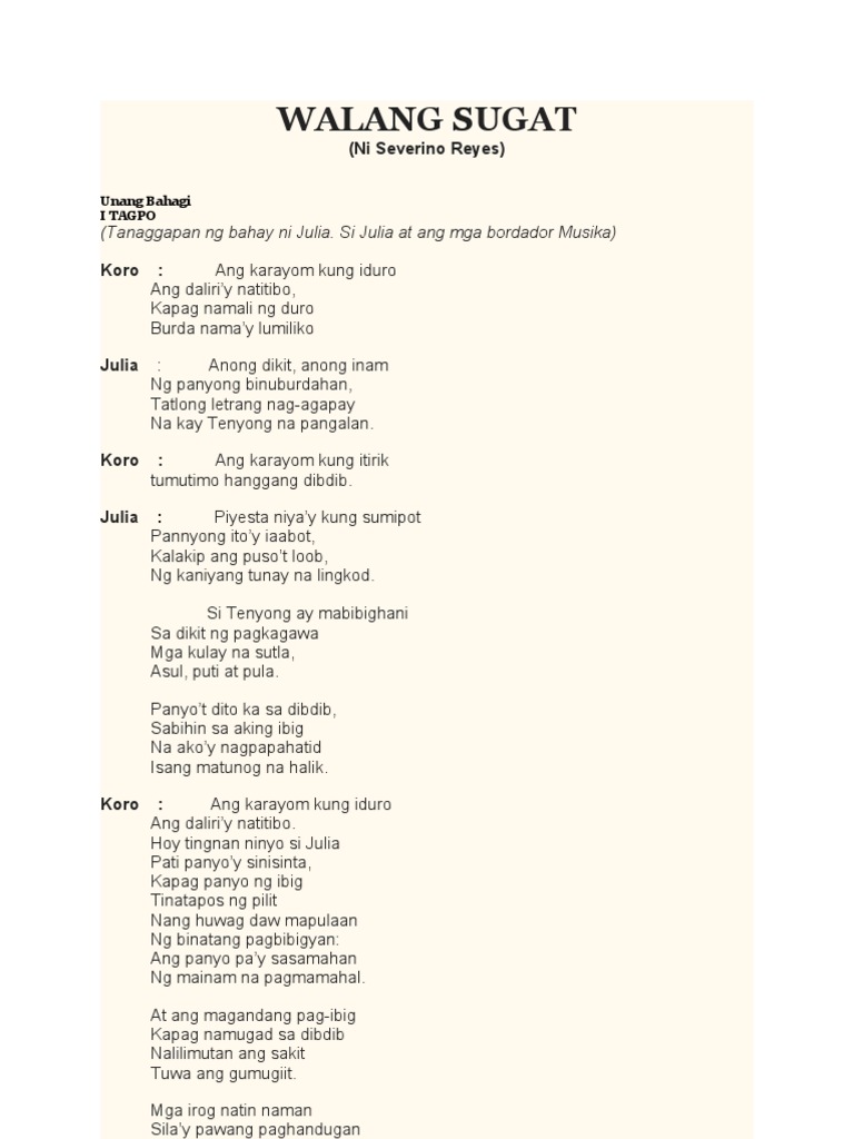 Buod Ng Walang Sugat