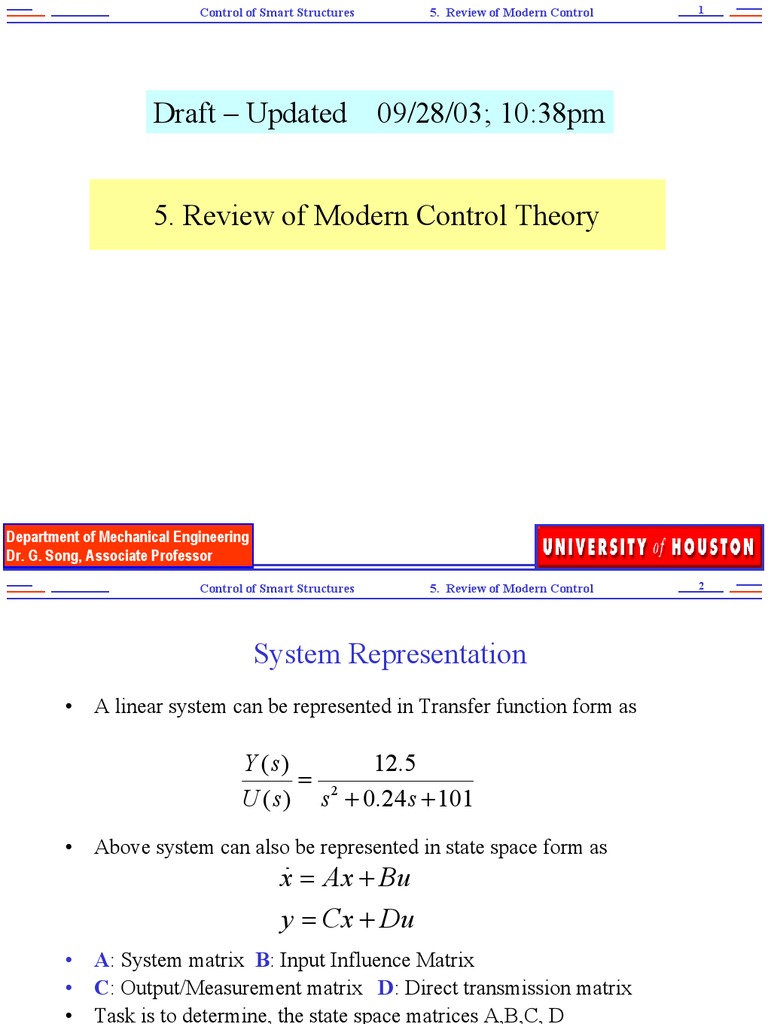 5.updated Draft Review of Modern Control | PDF | Control Theory ...