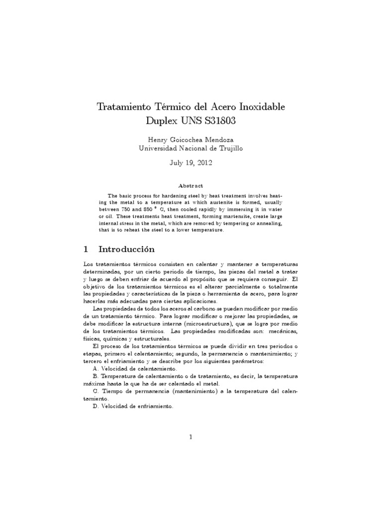 Tratamiento Termico | PDF | Tratamiento a base de calor | Acero