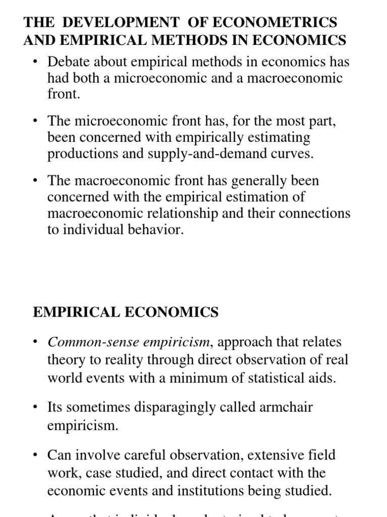 The Development of Econometrics and Empirical Methods in Economics ...