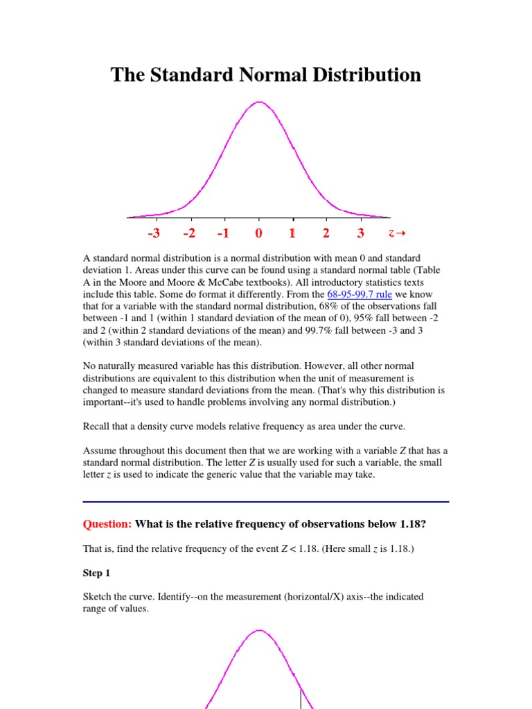 The Standard Normal Distribution | PDF | Normal Distribution ...