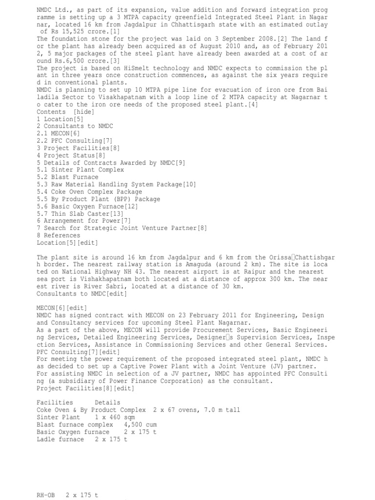 Nmdc Pdf Steel Mill Blast Furnace