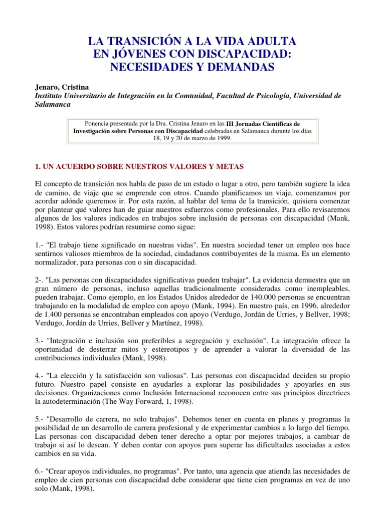 Transicion Vida Adulta | PDF | Planificación | Derecho laboral
