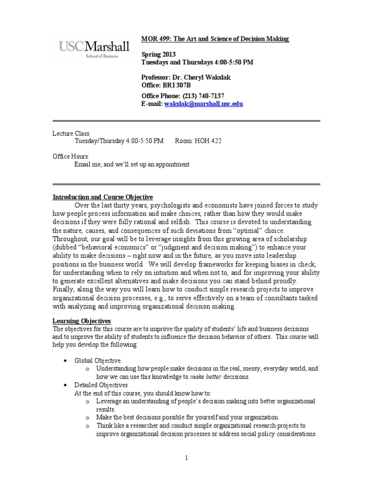 The Art and Science of Decision Making | PDF | Heuristics In Judgment ...