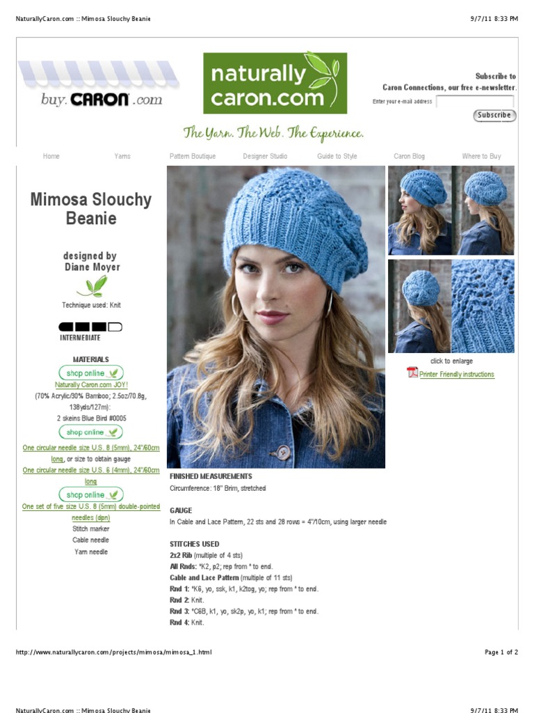 Mimosa-Hat Pattern | PDF | Knitting | Decorative Arts