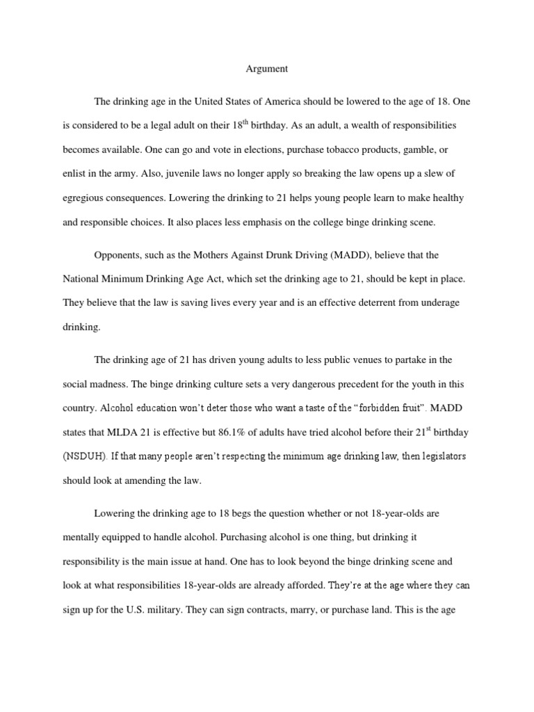 Refutation Essay | Youth | Alcohol | Free 30-day Trial | Scribd