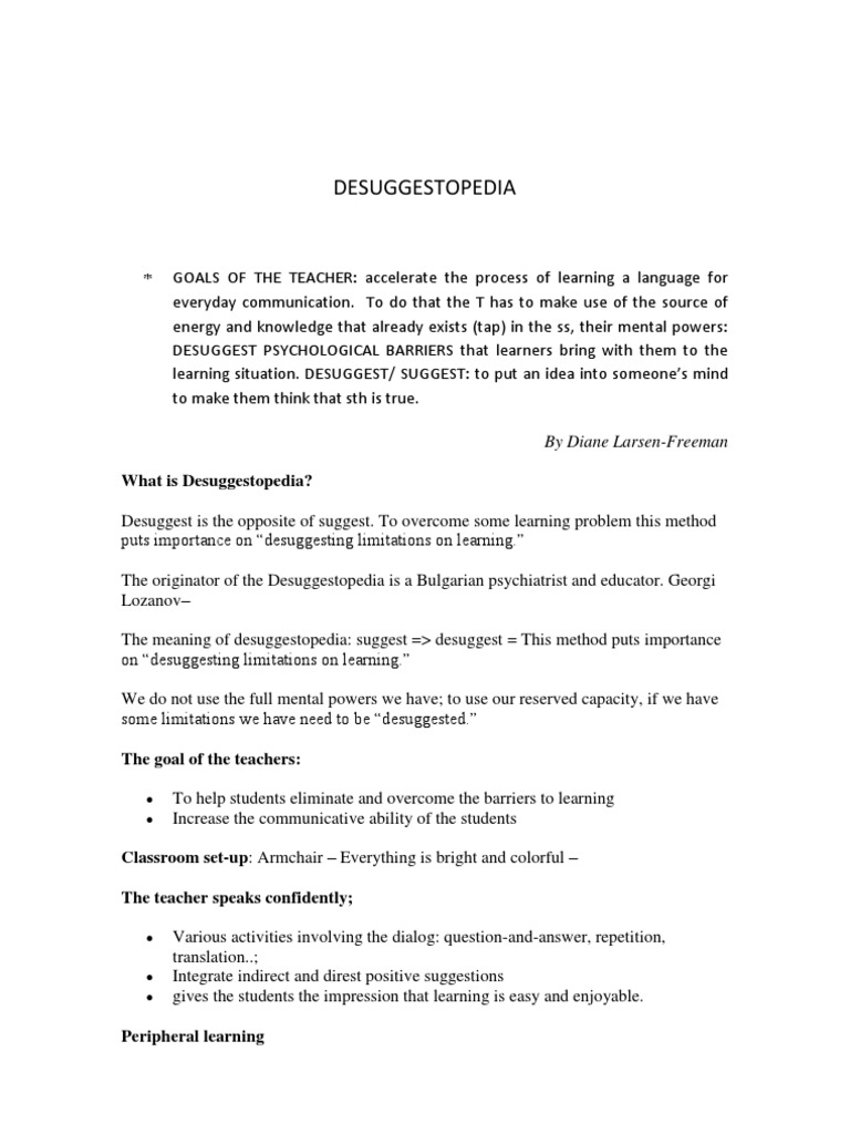 What Is Desuggestopedia? | PDF | Nonverbal Communication | Learning