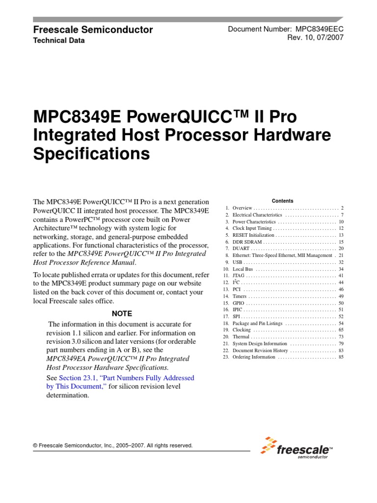 Mpc8349E Powerquicc™ Ii Pro Integrated Host Processor Hardware ...