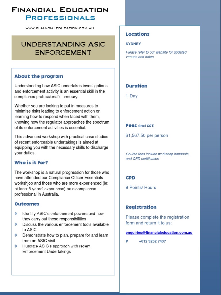 Understanding ASIC Enforcement | PDF | Credit Card | Business