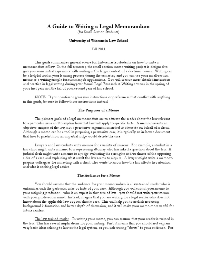 A Guide to Effective Legal Memorandum Writing: Organizing Your Analysis ...