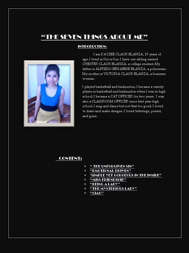 "The Seven Things About Me": Content | PDF