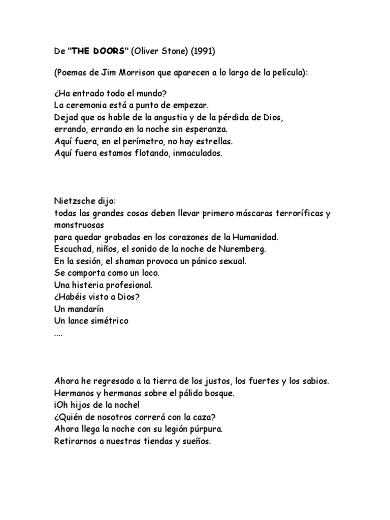 Jim Morrison Poemas | PDF | Ocio