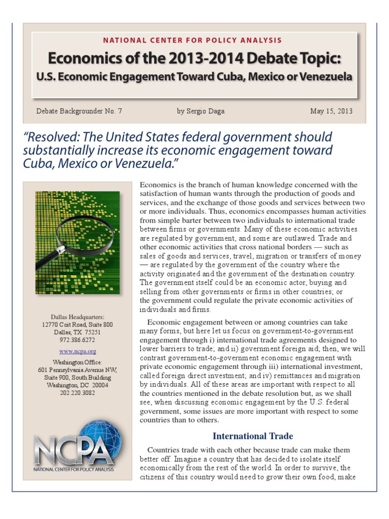 Message to Debaters | United States Embargo Against Cuba | Immigration