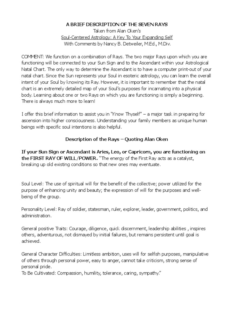 A Brief Description of The Seven Rays | PDF | Soul | Planets In Astrology