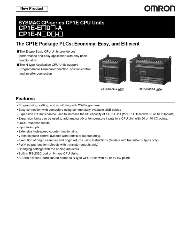 Datasheet PLC OMRON CP1E | PDF | Programmable Logic Controller | Input ...