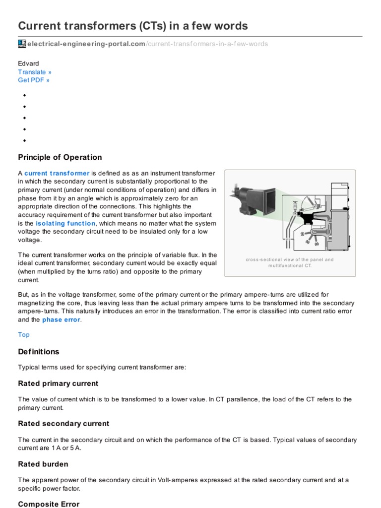 Current Transformers CTs in A Few Words | PDF | Transformer | Physics