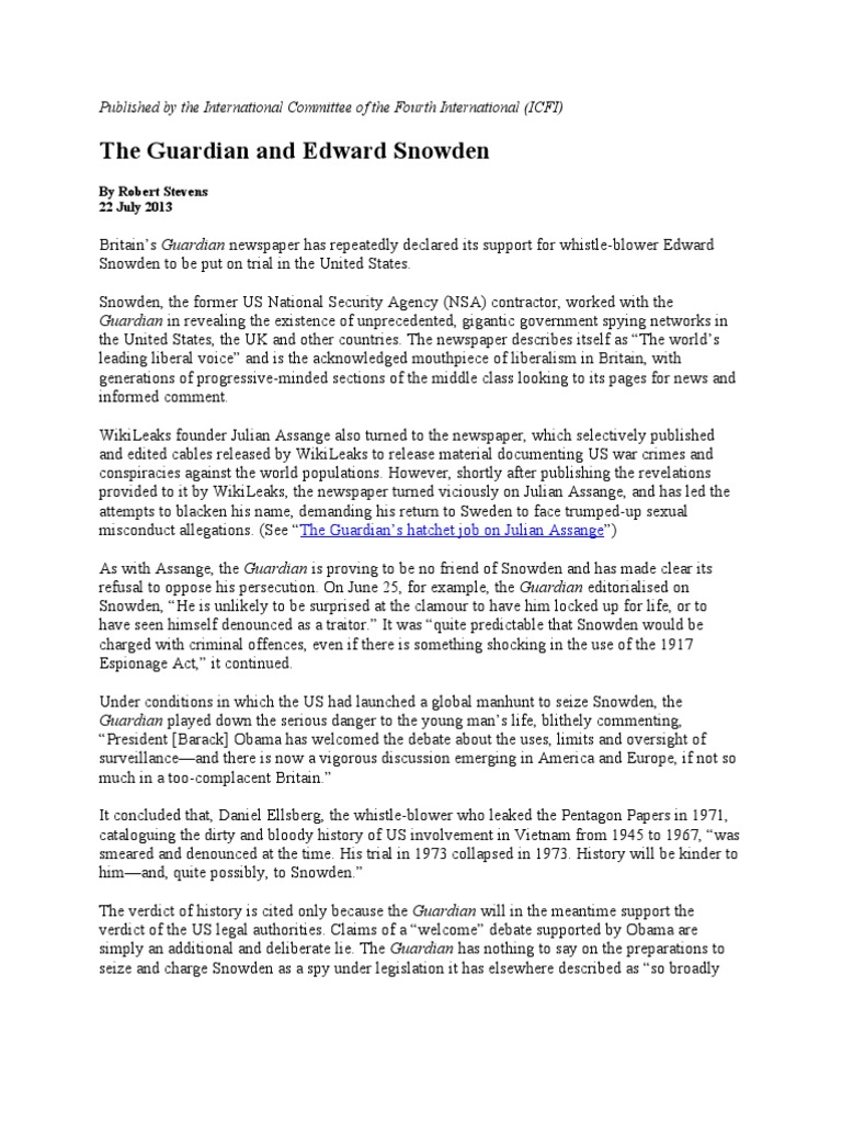 22-07-13 The Guardian and Edward Snowden | PDF | Edward Snowden | Wiki ...