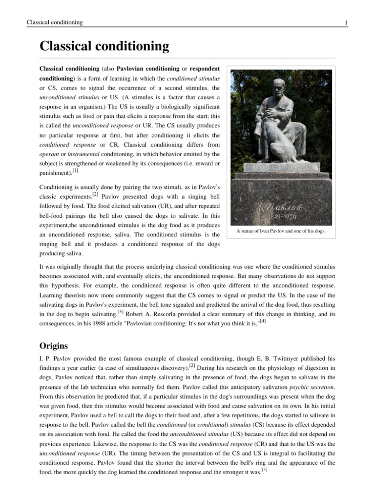 Pavlov's Classical Conditioning Explained | PDF | Classical ...