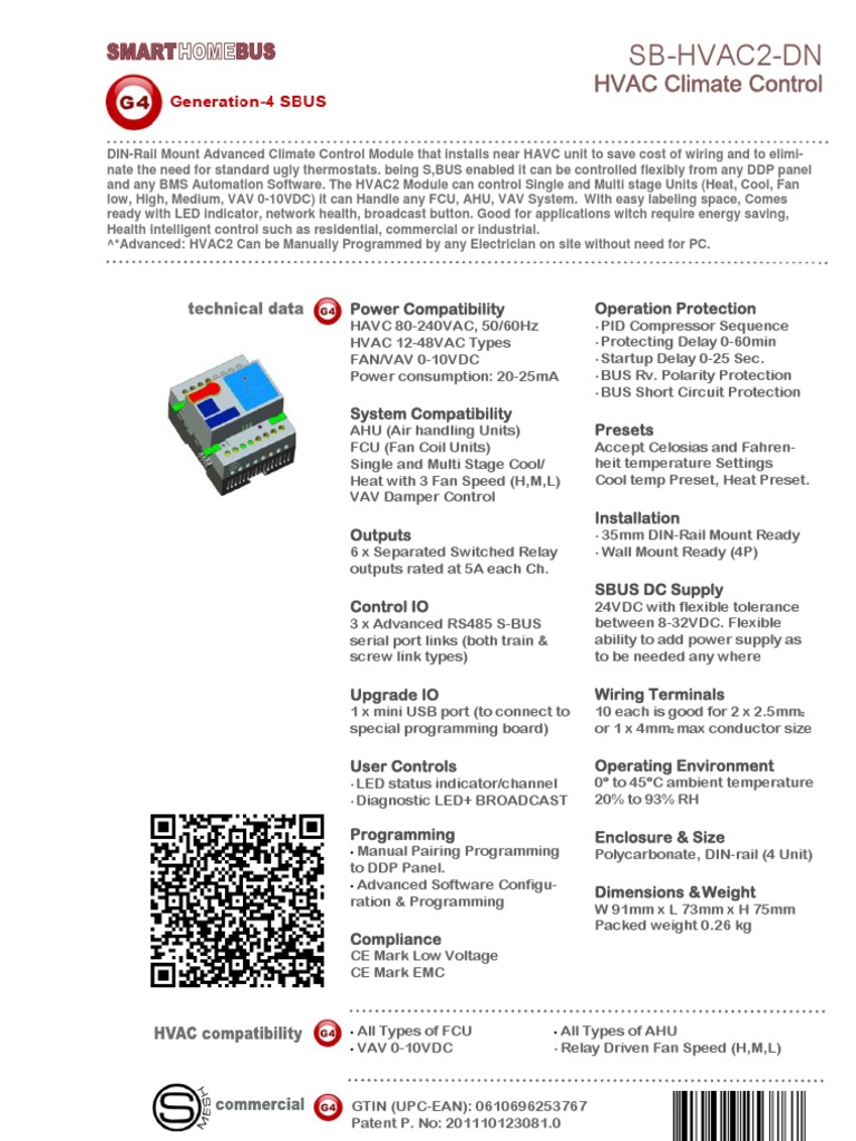 SmartBus G4 HVAC2 (Data Sheet) | PDF | Hvac | Automation