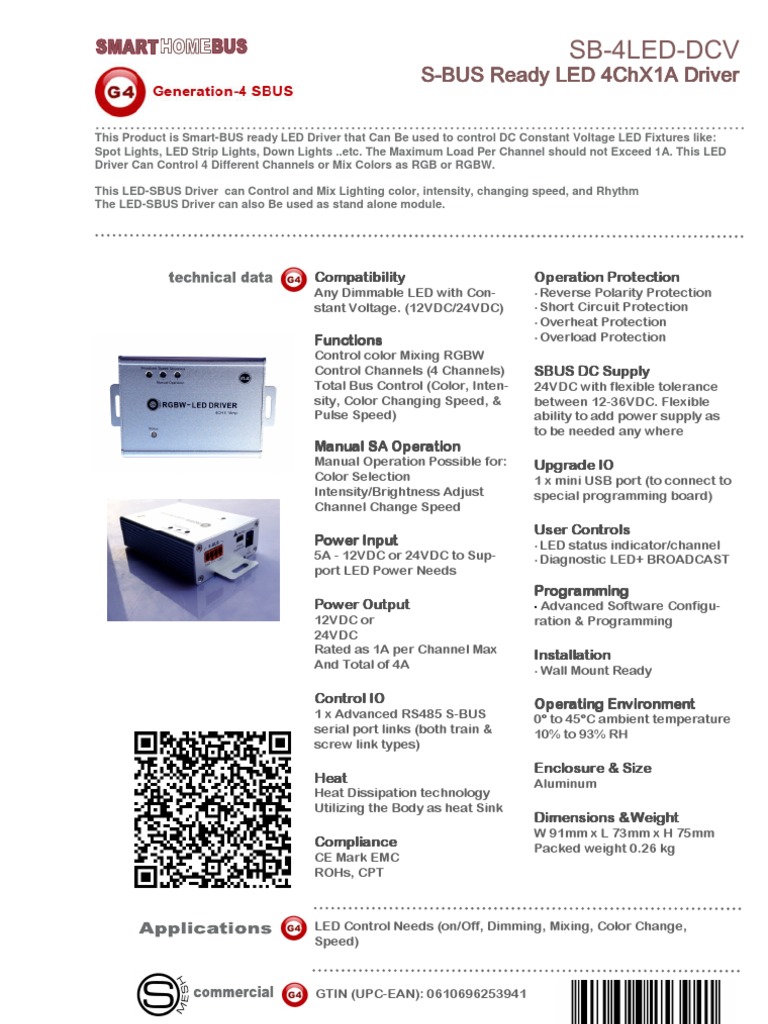 SmartBus G4 Led Sb-4led-Dcv (Data Sheet) v2.1 | PDF | Light Emitting Diode | Power Supply