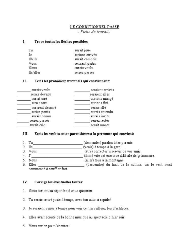Fiche Le Conditionnel Passe | PDF