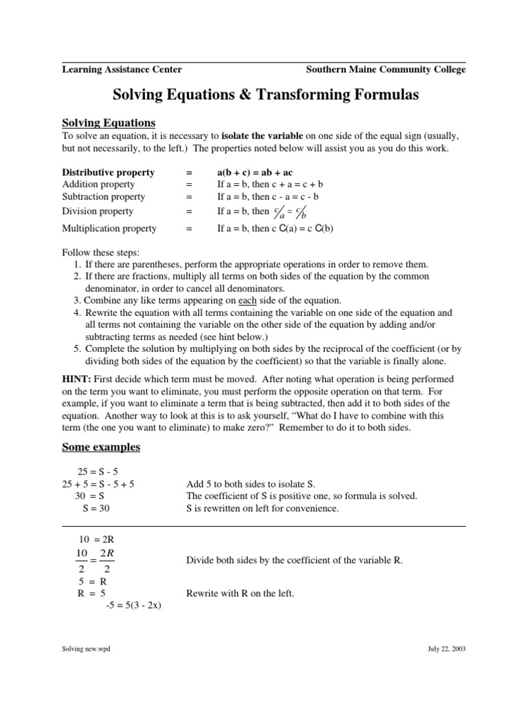 Transposing Formulea | PDF | Fraction (Mathematics) | Multiplication