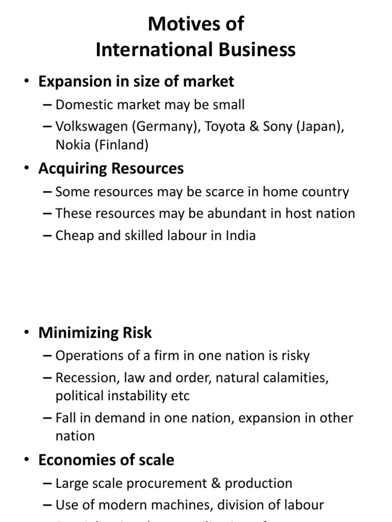 Motives of | PDF | International Business | Economic Growth